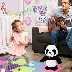 Easfan Talking Panda Repeats What You Say Electric Walking Singing Stuffed Animal Interactive Funny Plush Toy Musical Speaking Animated Toy Birthday for Kids Boys Girls, 8"