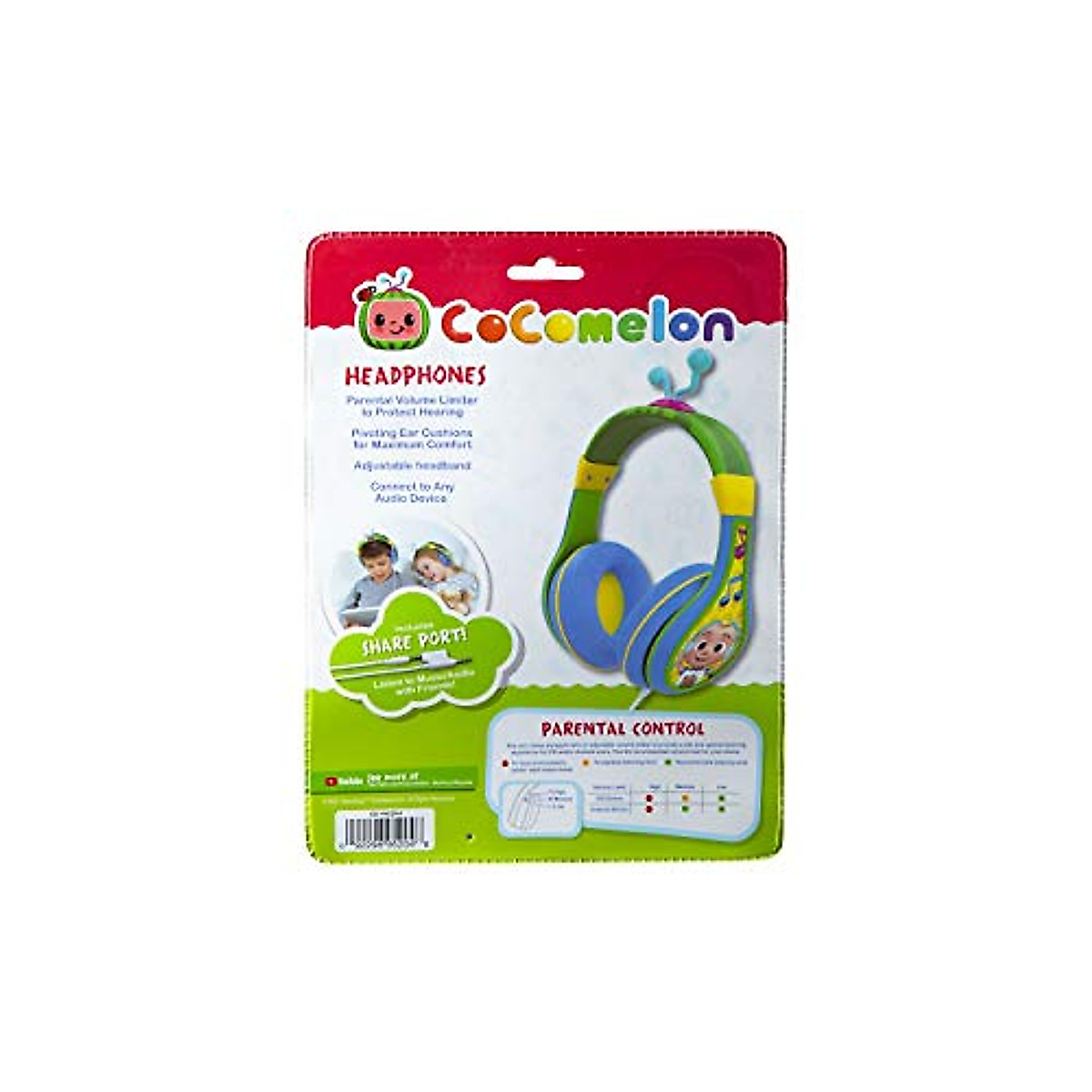 eKids Cocomelon Wired Headphones for School, Home or Travel, Includes Share Port