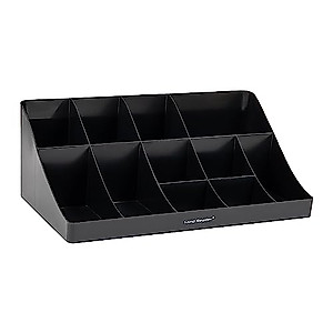 Mind Reader 11 Compartment Breakroom Coffee Condiment Organizer, Black
