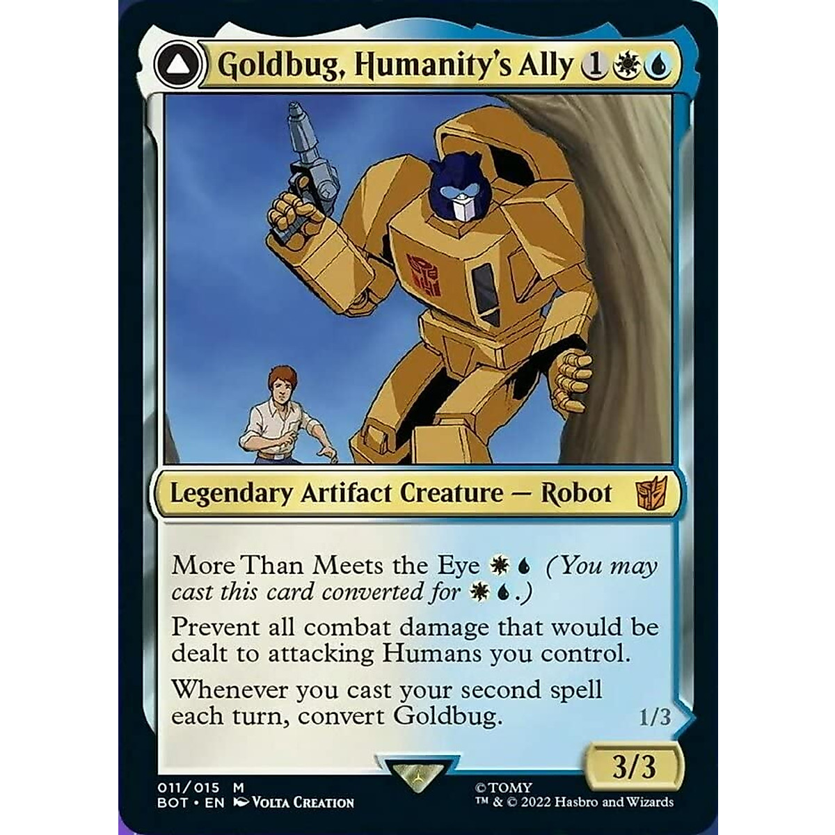 Magic: the Gathering - Goldbug, Humanity's Ally // Goldbug, Scrappy Scout (011) - Transformers