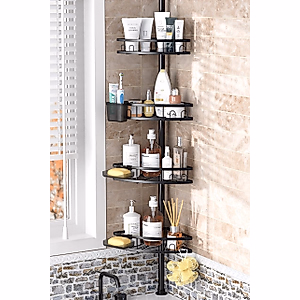 Foukus Shower Caddy, 2 Pack Bathroom Shower Organizer, Adhesive Shower Shelves with hooks and Hanging Cups, No Drilling Rustproof Stainless Steel Bathroom Caddy for Shower Storage