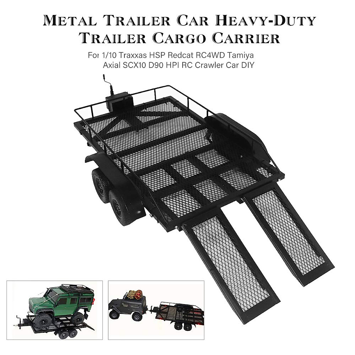Goolsky Heavy-Duty Trailer Cargo Carrier Metal Kit for 1/10 Traxxas HSP Redcat RC4WD Tamiya Axial SCX10 D90 HPI RC Crawler Car DIY