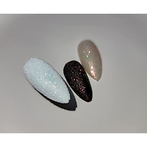 0.2mm Shimmer White Rainbow Nail Glitter Holographic Shining Sugar Nail Glitter Candy Coat Powder Sugar Coating Effect Powder Nail Pigment Powder Nail Art Decorations Dust Diamond Dust for Nails