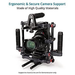 Filmcity Power Video Camera Cage Rig for DSLR/DSLM Cameras. Ergonomic & Secure Support, Adjustable Grip Handles. Quick Mounting, Multiple Accessory Threads, 1/4"-20 & 3/8"-16 Tripod Threads (FC-CTH)