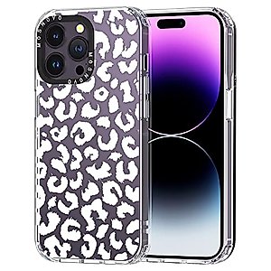 MOSNOVO Compatible with iPhone 14 Pro Max Case, [Buffertech™ 6.6 ft Drop Impact] [Anti Peel Off Tech] Clear TPU Bumper Women Girl Phone Case Cover White Leopard Designed for iPhone 14 Pro Max 6.7"