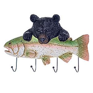 Pine Ridge Fish and Bear Key Holder - Wall Mounted Hangers with Hooks for Keys, Jackets, Towels and Decoration