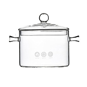 DOITOOL Glass Saucepan with Cover, Clear for Cooking on Stove, 1 Liter Glass Cooking Saucepan for Pasta Noodle, Soup, Milk, Tea (14 x 19.5 x 16cm)