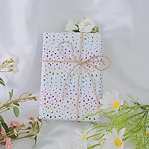 25 Sheets Rainbow Glitter Tissue Paper, 20"*28" Rainbow Sparkle on White Wrapping Paper, Confetti Tissue Paper for Birthdays, Baby Showers, Unicorn Party, Weddings, Christmas Gift Wrapping