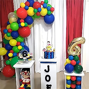 60 Pcs Rainbow Balloons Red Yellow Blue Balloons Set with Primary Color Confetti Balloons Bright Multicolor Circus Balloons Assorted Colors for Fiesta Theme Party Kids Boys Birthday Decorations