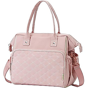 FINDCOZY Insulated Lunch Bag for Women, Cute Lunch Box, Reusable Cooler Bag with Removable Shoulder Strap and Side pockets for Work or Picnic, Pink