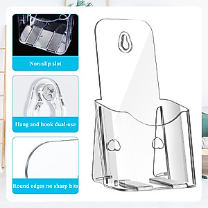 10 Pcs Clear Acrylic Brochure Holder Booklet Display Stand Holder 10 Pcs Plastic Business Card Holder Desktop Business Card Stand 12 Pcs Adhesive Hooks for Wall Office Tabletop Desk Magazine Document