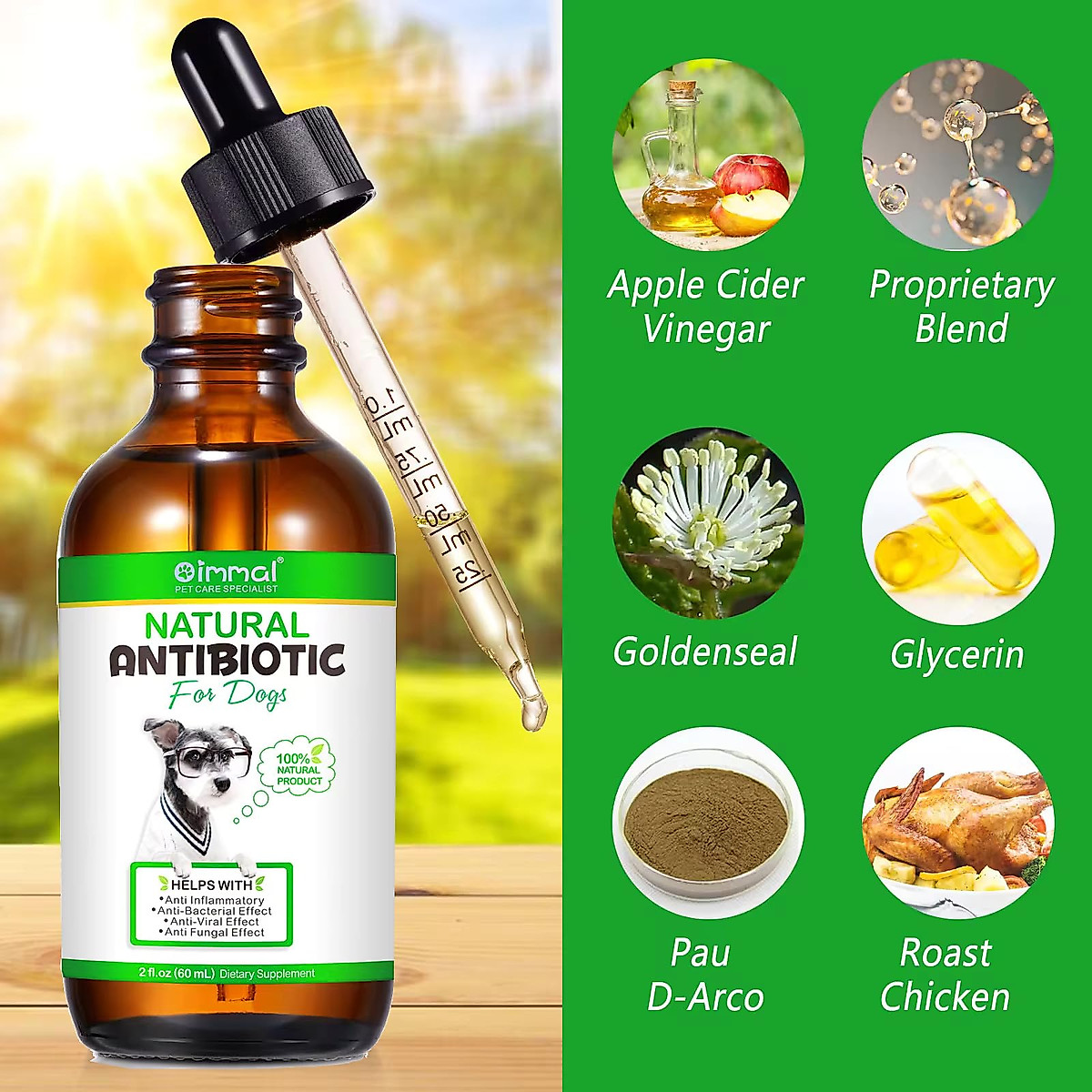 Natural Antibiotics for Dogs - Pet Antibiotic - Healing Aid and Skin Repair for Wounds, Sores, and Abrasions, Helps with Itchy and Irritated Skin - Duck Flavor