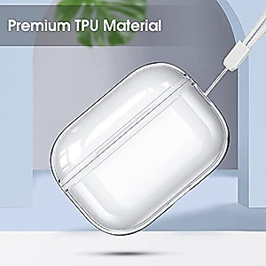 Fintie Case for AirPods Pro 2nd Generation (2023/2022) / AirPods Pro 1st Generation (2019) - Soft TPU Clear Anti-Scratch Protective Cover with Lanyard, Crystal Clear