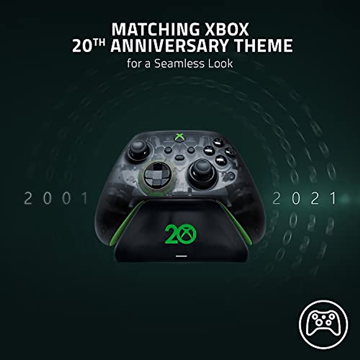 Razer Universal Quick Charging Stand for Xbox Series X|S: Magnetic Secure Charging - Perfectly Matches 20th Anniversary Xbox Wireless Controller - USB Powered (Controller Sold Separately)