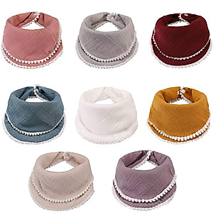 Muslin Baby Bibs Drool Bibs for Boys Girls Adjustable Multi-Use Scarf Bibs Super Absorbent& Soft Drooling Bibs Breathable Organic Cotton Baby Bibs Set for Teething and Drooling 8 Pack