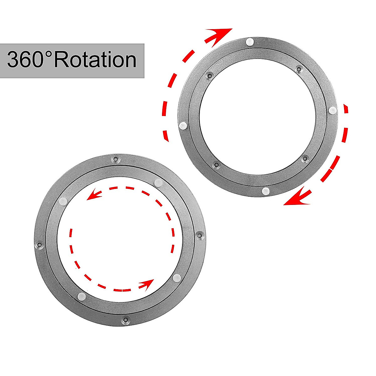 8 Inch Lazy Susan Hardware, A+Selected Heavy Duty Aluminium Lazy Susan Turntable, Sliver Rotating Turntable Bearing Table Base, Round Swivel Plate for Glass, Granite or Wood Kitchen Ding Table