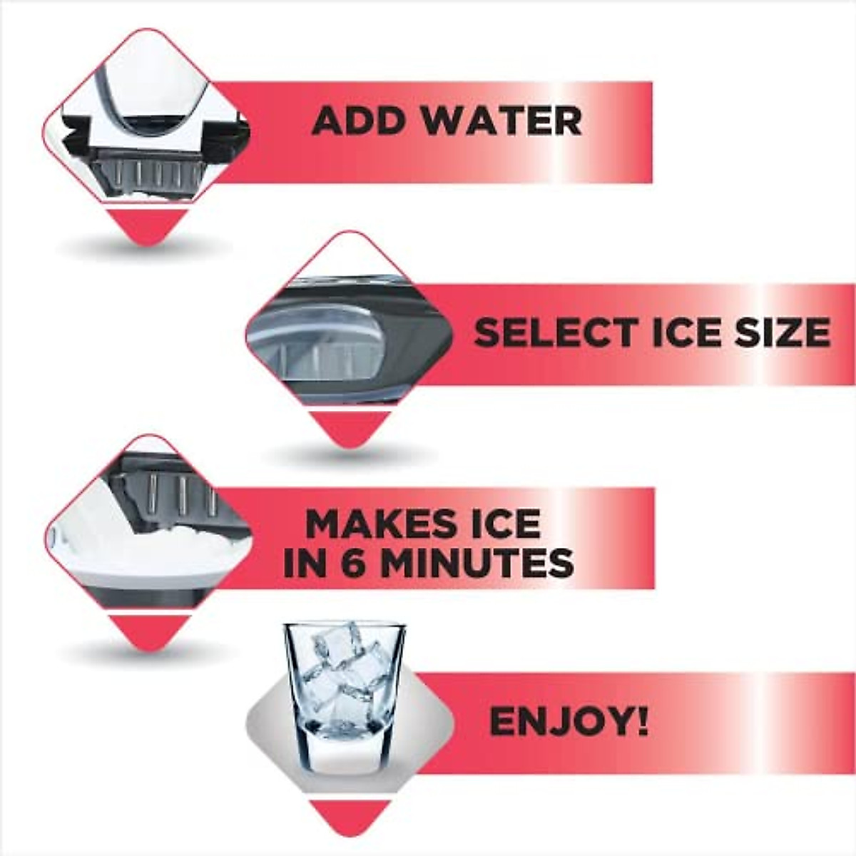 26 lb. Countertop Ice Maker, LED Control Panel Lets You Adjust Settings and Options, Integrated Bin Stores up to 1.5lb, Suitable for Restaurants, Kitchens, Etc, Stainless Steel