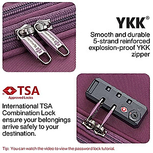 Hanke 20" Softside Expandable Carry on Luggage with Spinner Wheels, Lightweight upright Suitcase with TSA Lock,Rolling Travel Luggage for Woman Man,20-Inch(Purple)