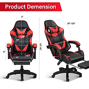 Gaming Chair,Ergonomic Office Chair,High Back Computer Chair,Adjustable Swivel Leather Desk Chair,Mesh Task Chair with Headrest and Lumbar Support