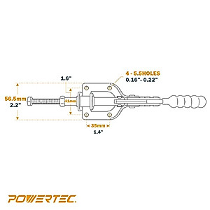 POWERTEC 2PK Toggle Clamp, 300lbs Holding Capacity, 302F Quick Release Push/Pull Clamp for Woodworking Jigs and Fixtures, Pocket Hole Jigs, Welding, CNC (20304-P2)