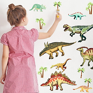 39 Pieces Dinosaur Wall Decals for Kids Living Room Glow in The Dark Stickers Large Dinosaur Wall Decor Stickers for Living Room,Classroom, Baby Birthday Christmas Party (Luminous Material)