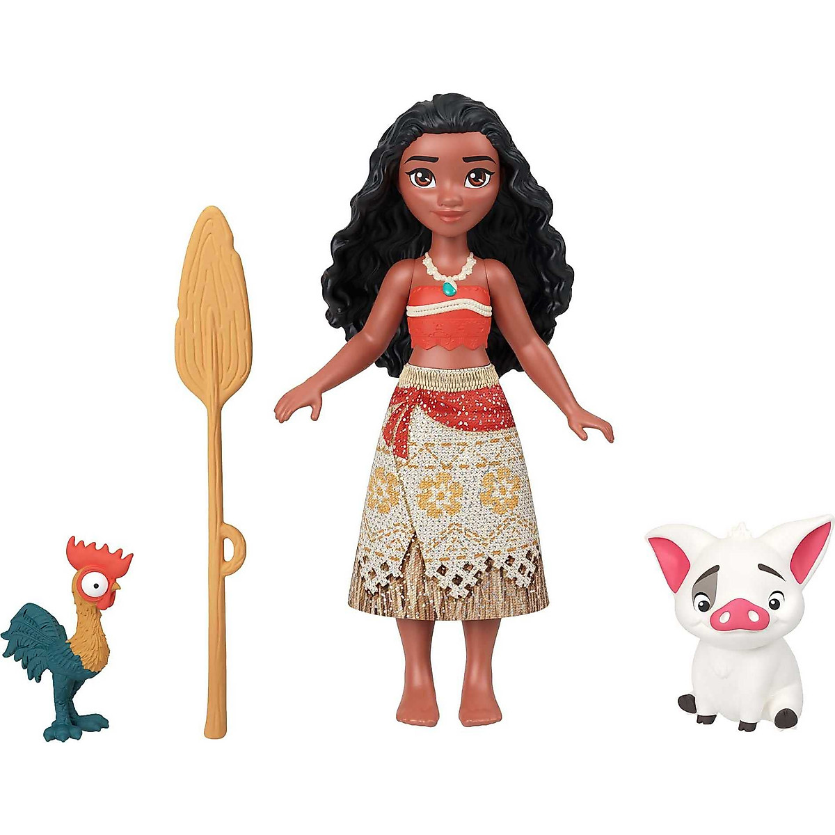 Mattel Disney Princess Moana Small Doll & Boat Playset with Floating Boat Vehicle & 2 Character Friends, from Disney Movie