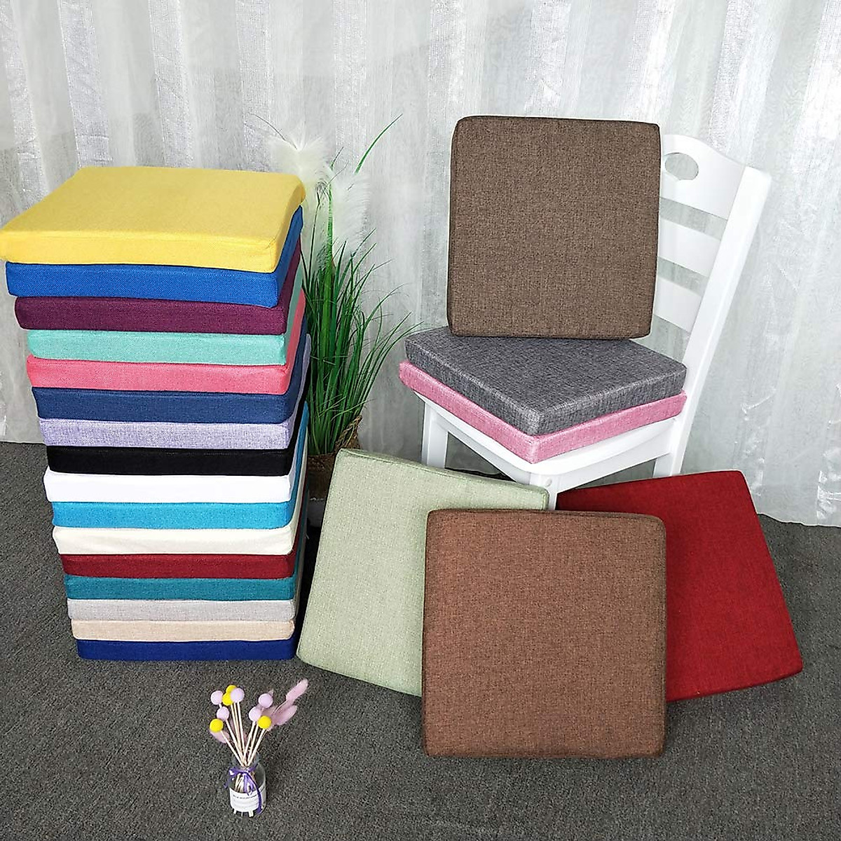 vctops Soft Foam Seat Cushion, Thicken Chair Pad, 20X20X2 Inches Chair Cushion with Removable Cover, for Relief and Comfort Coffee