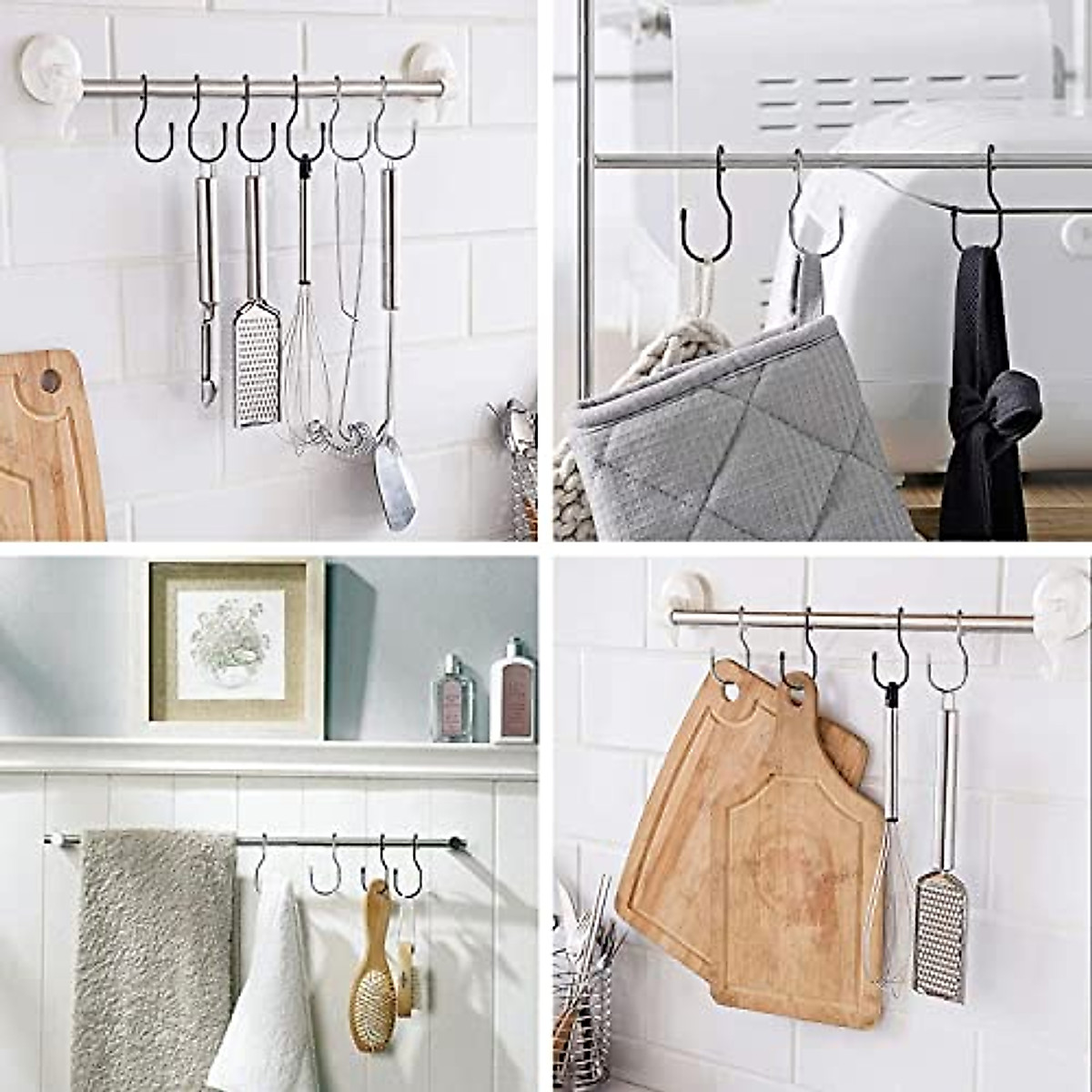 Purse Hanger for Closet, Unique Twist Design Bag Hanger Purse Hooks, Large Size Closet Rod Hooks for Hanging Bags, Purses, Handbags, Belts, Scarves, Hats,Clothes, Pans and Pots (12 Pack Black)