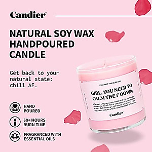 Ryan Porter Calm The F Down Candles - 100% Natural & Vegan - Made of Hand-Poured Soy Wax & Cotton Wick - Smells Cherry Blossom, Magnolia & More - Decor Glass Candles - No Parabens, Phthalates, Lead