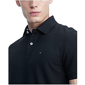 Tommy Hilfiger mens Short Sleeve Cotton Pique in Custom Fit Polo Shirt, Dark Sable, Large US