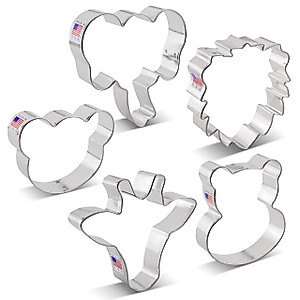 Zoo Faces Cookie Cutters 5-Pc. Set Made in the USA by Ann Clark, Giraffe, Lion, Hippo, Elephant, and Bear Faces