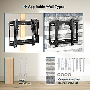 BONTEC Low Profile TV Wall Mount Bracket for Most 17-45 inch LED,OLED Flat Screen TVs, Ultra Slim Tilt Wall Mount up to 66LBS, Max VESA 200x200mm
