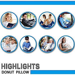 Donut Pillow Hemorrhoid Tailbone Cushion – Seat Cushion Pain Relief for Coccyx, Prostate, Sciatica, Pelvic Floor, Pressure Sores, Pregnancy, Perineal Surgery, 15.7 x 15.7 Inches