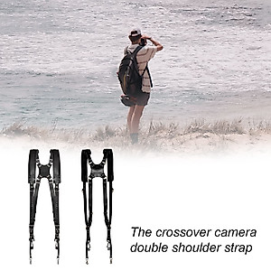 Kasla Camera Strap,Camera Straps for Photographers,Leather Dual Camera Strap for Two Two DSLR/SLR Cameras (Black)