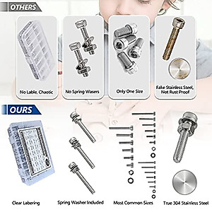 Canitu 1200PCS Metric Screw Assortment Kit,M2 M3 M4 Assorted Bolts and Nuts Kit Screws Nuts and Washers Hex Socket Head Cap Machine Screws for Home Projects (1200Pcs Hex Socket Head Cap Screw)