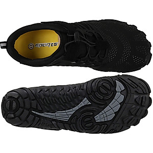 WHITIN Men's Trail Running Shoes Minimalist Barefoot Size 10 Wide Width Toe Box Gym Workout Fitness Low Zero Drop Light Weight FiveFingers Black 43