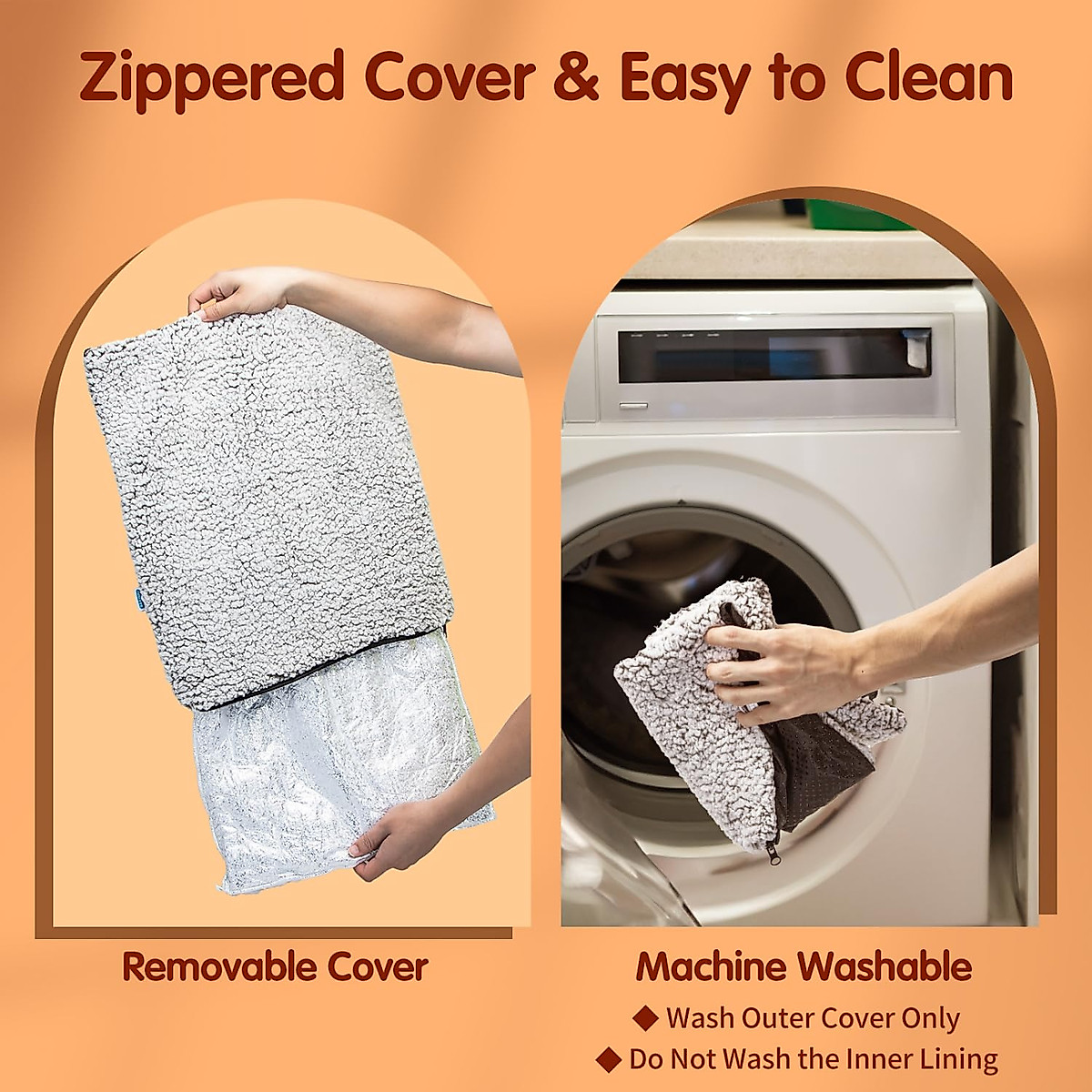 Nobleza Self Warming Cat Bed, Super Soft Thermal Dog Crate Bed Mat for Sleeping, Washable Anti-Slip Self Heating Pet Kennel Pad for Small Medium Cats Dogs Indoor Outdoor (LightGray, S)