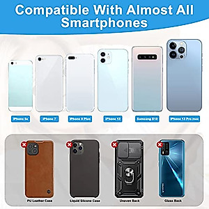 SHANSHUI 3 Pack Phone Card Holder Ultra Slim Phone Credit Card Holder Stick on Wallet Anti-Lost Design Phone Wallet Pocket Compatible for iPhone and Most Smartphones - Black White Grey