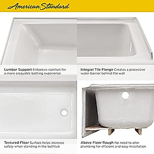 American Standard 2946202.020 Alcove Bathtub LH, 60"X32", White