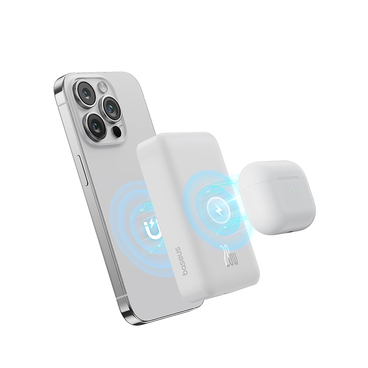 Baseus for MagSafe Battery Pack 20000mAh,PD 20W Portable Charger Power Bank,Wireless Magnetic Power Bank Fast Charging with USB-C Cable, for iPhone 14/13/12 Series and AirPods 3/2/Pro,White