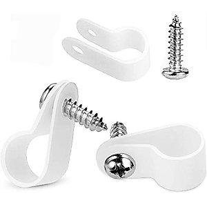 LOKMAN 100 Pack 1/4 Inch Rope Light P-Style Mounting Clips with Compatible Stainless Steel Pan Head Phillips Screws
