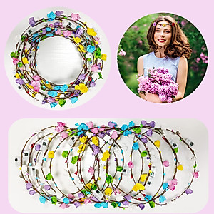 PTHTECHUS 12 Pack LED Flower Headband Crown, Halloween Glow in The Dark Party Supplies Wreath Headdress for Men Women Hair Accessories, LED Light Up Party Favors Dress Up Wedding Birthday Christmas