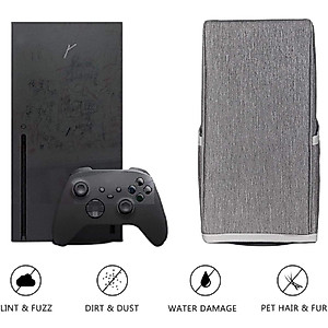 Dust Cover for Xbox Series X, Console Customized Anti Scratch Waterproof Cover Nylon Sleeve Premium Ultra Fine Soft Velvet Lining Case Cover Dust Guard with Back Cable Port Grey
