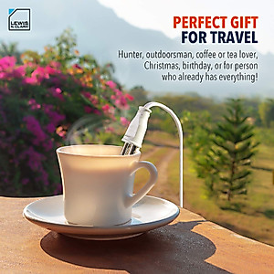 Lewis N. Clark Portable Immersion Water Heater, Electric Kettle Alternative for Coffee, Tea + Hot Chocolate, Camping, Travel + Office with Travel Adapter, White