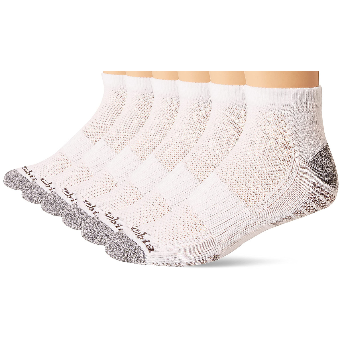 Columbia Men's 6 Pack Athletic Low Cut Socks, White/Columbia Grey, Shoe Size 6-12