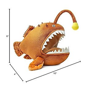 Anglerfish Plush Toy - Cute 12" Brown Anglerfish Creepy Stuffed Animals Toys Real Sea Life Goosefish Lanternfish Plushie,Gift Toys for Kids Birthday Christmas Halloween,Home Decor