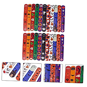 SAFIGLE 252 pcs Pumpkin Slap Snap Decorative Props Photo Halloween Wrist Circle Prop Band Spider Print Wristband Style Parties Random Novelty Supplies Bracelet Decors for Favors