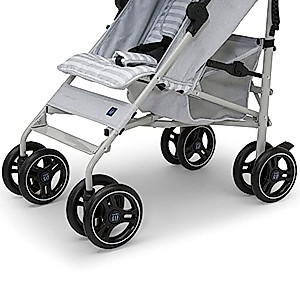 babyGap Classic Stroller - Lightweight Stroller with Recline, Compact Fold & Removable Parent Organizer - Made with Sustainable Materials, Grey Stripes