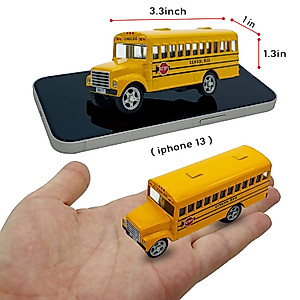 weilaga 5 Pack Die-cast Pull Back Vehicles,Mini Alloy Metal Models Car Toys,School Bus,Police Car with Openable Doors for Kids Boys Girls