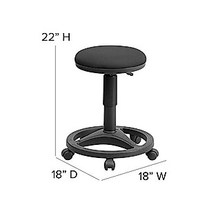 Flash Furniture Frakes Black Ergonomic Stool with Foot Ring